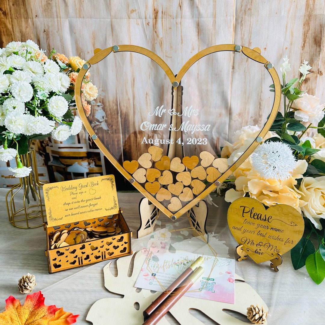 Personalized Heart Drop Box Guest Book: Gold Wedding Keepsake - Etsy