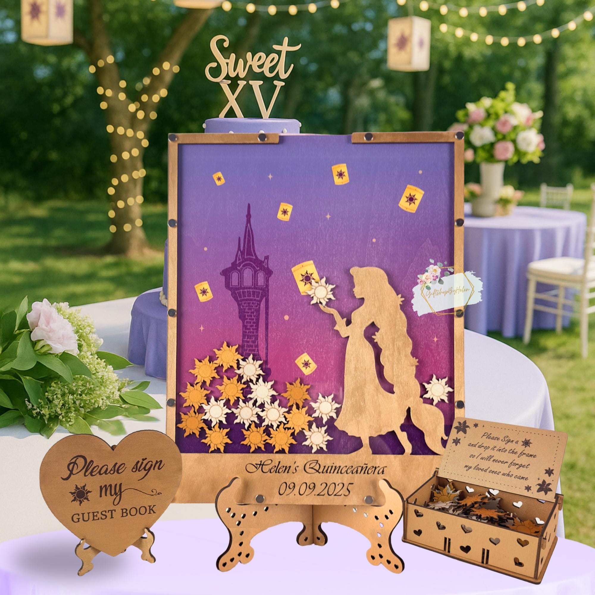 Personalized Princess Castle Drop Box Guest Book, Quinceañera Keepsake ...