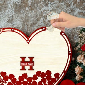 Red Heart Wedding Guest Book Alternative | Personalized Rose Guest Book ...