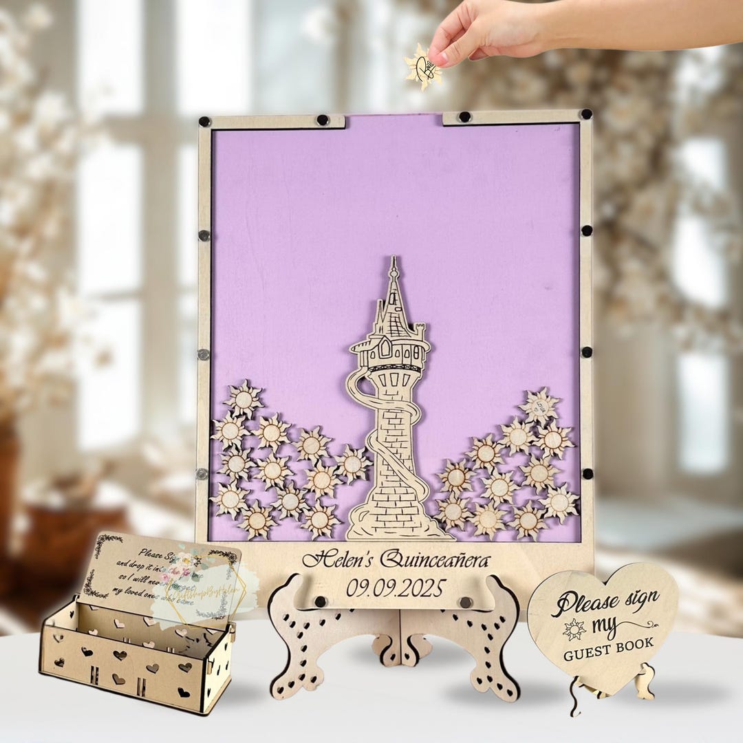 Fairy Tale Tower Guest Book Alternative: Wooden Quinceañera Keepsake - Etsy