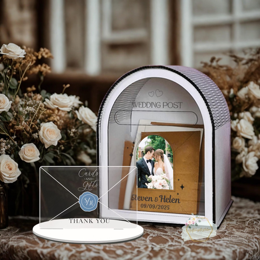 Personalized Wedding Card Box With Floral Acrylic Front - Etsy