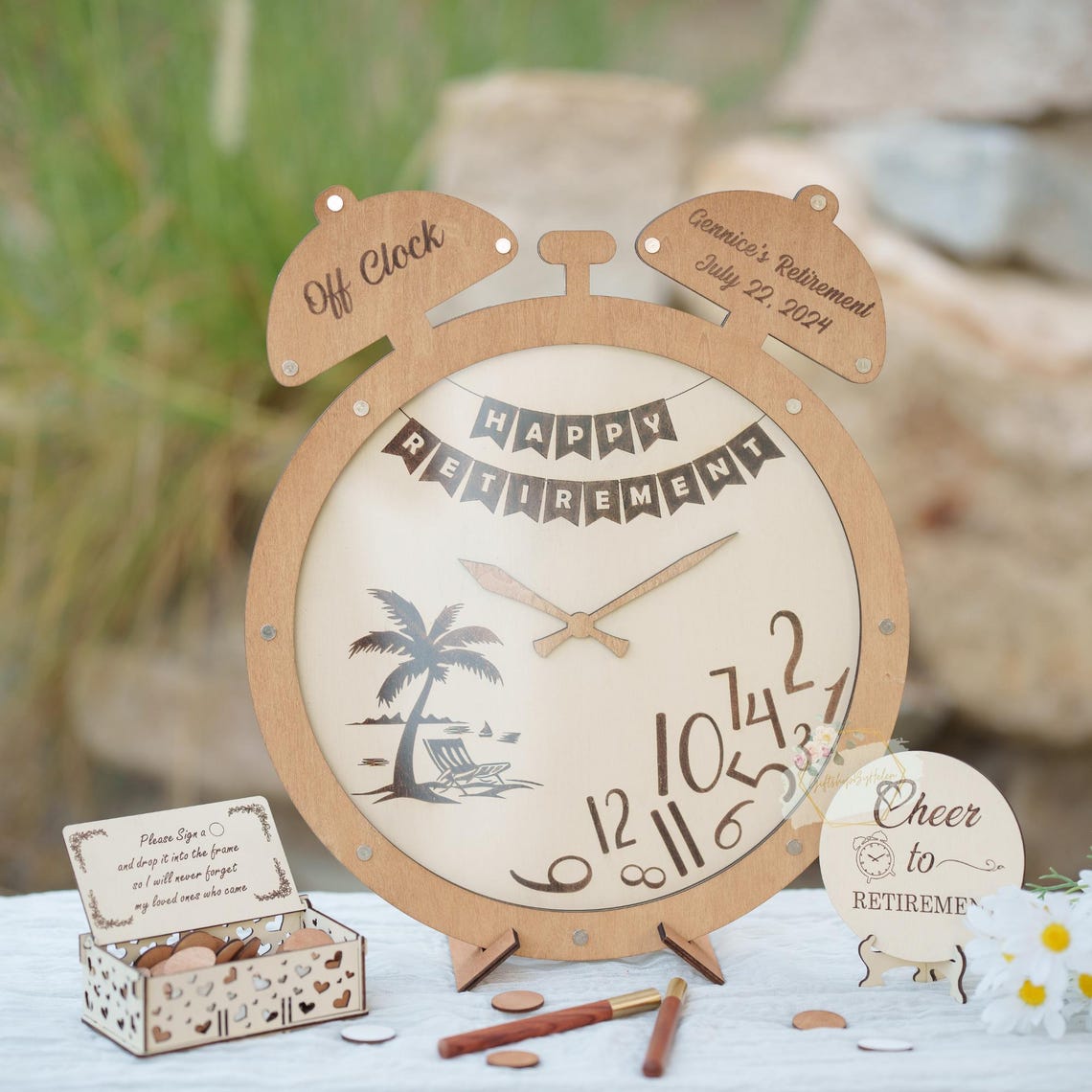 Wooden Retirement Guest Book Clock: Custom Keepsake Sign in Frame - Etsy
