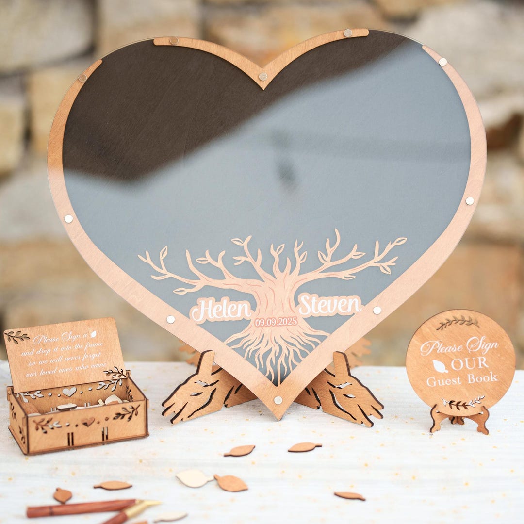 Personalized Heart Family Tree Guest Book: Rustic Wedding Keepsake - Etsy