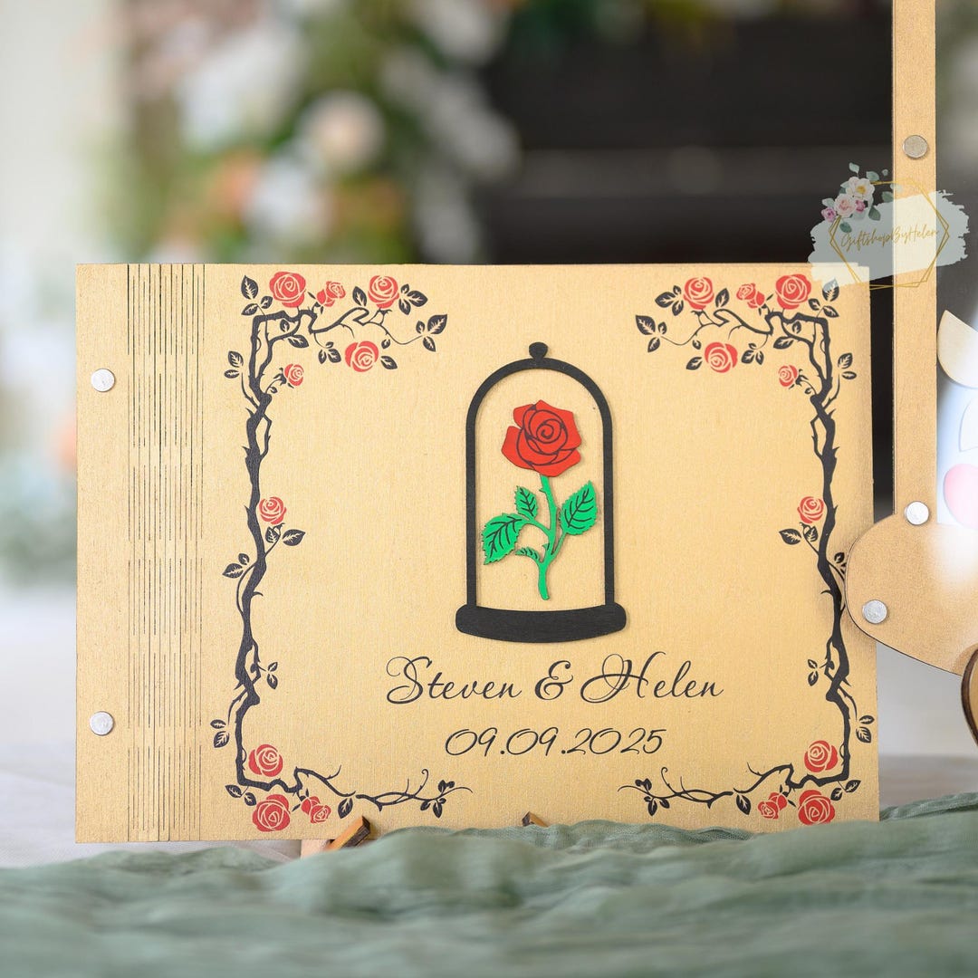 Tale as Old Guest Book, Enchanted Rose Wedding Album, Personalized ...