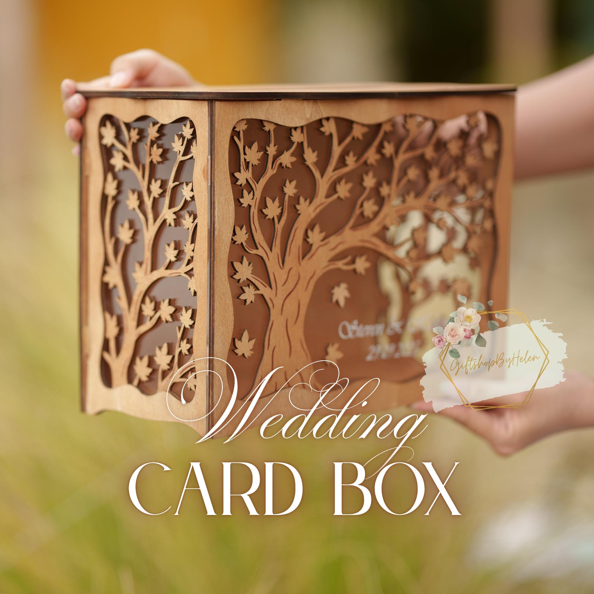 Personalized Rustic Wedding Card Box, Rustic Wedding Card Box With Oak ...
