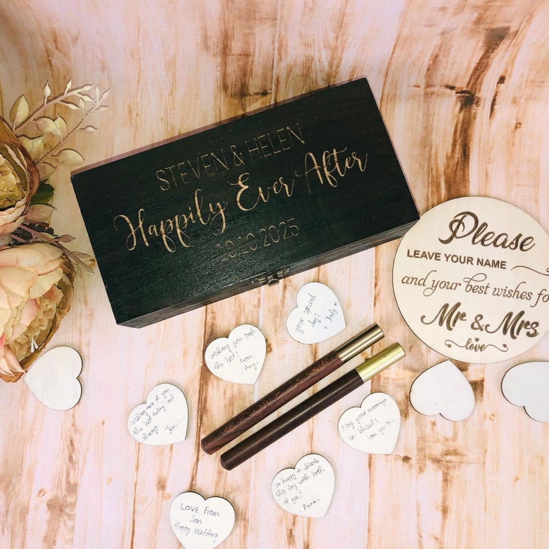 Custom Vintage Wedding Wishes Box Wedding Guest Book Alternative ...