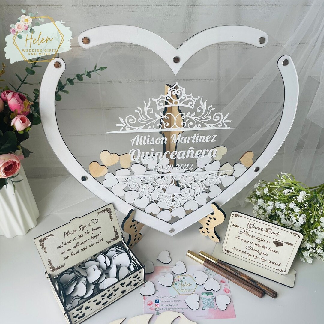 Wedding Drop Box Guest Book,wood Heart Guest Book,heart Shape Guest ...