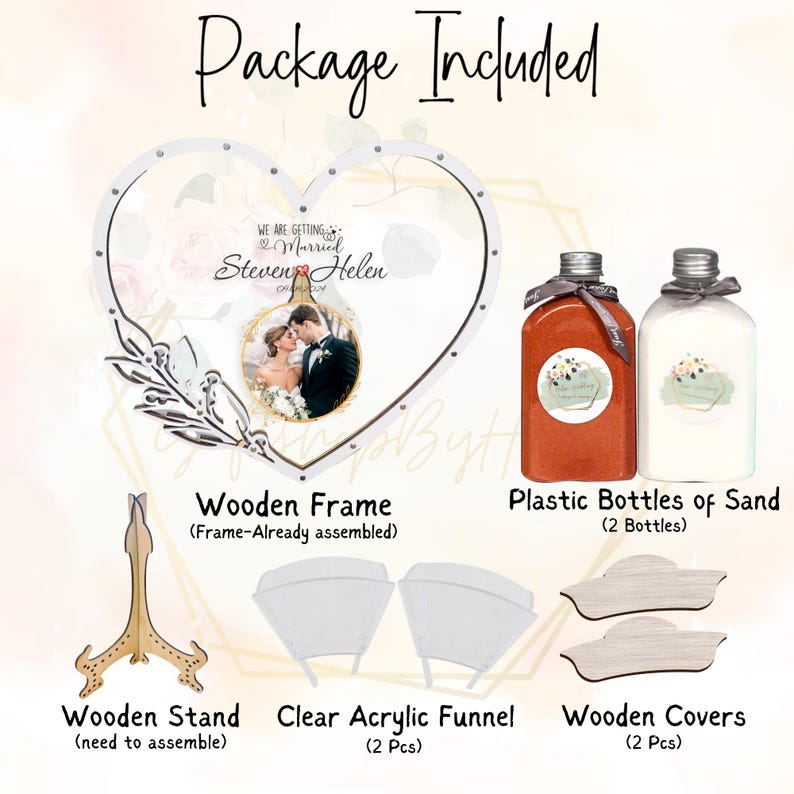 Personalized Wedding Sand Ceremony Set: Heart Unity Sand Frame Kit ...