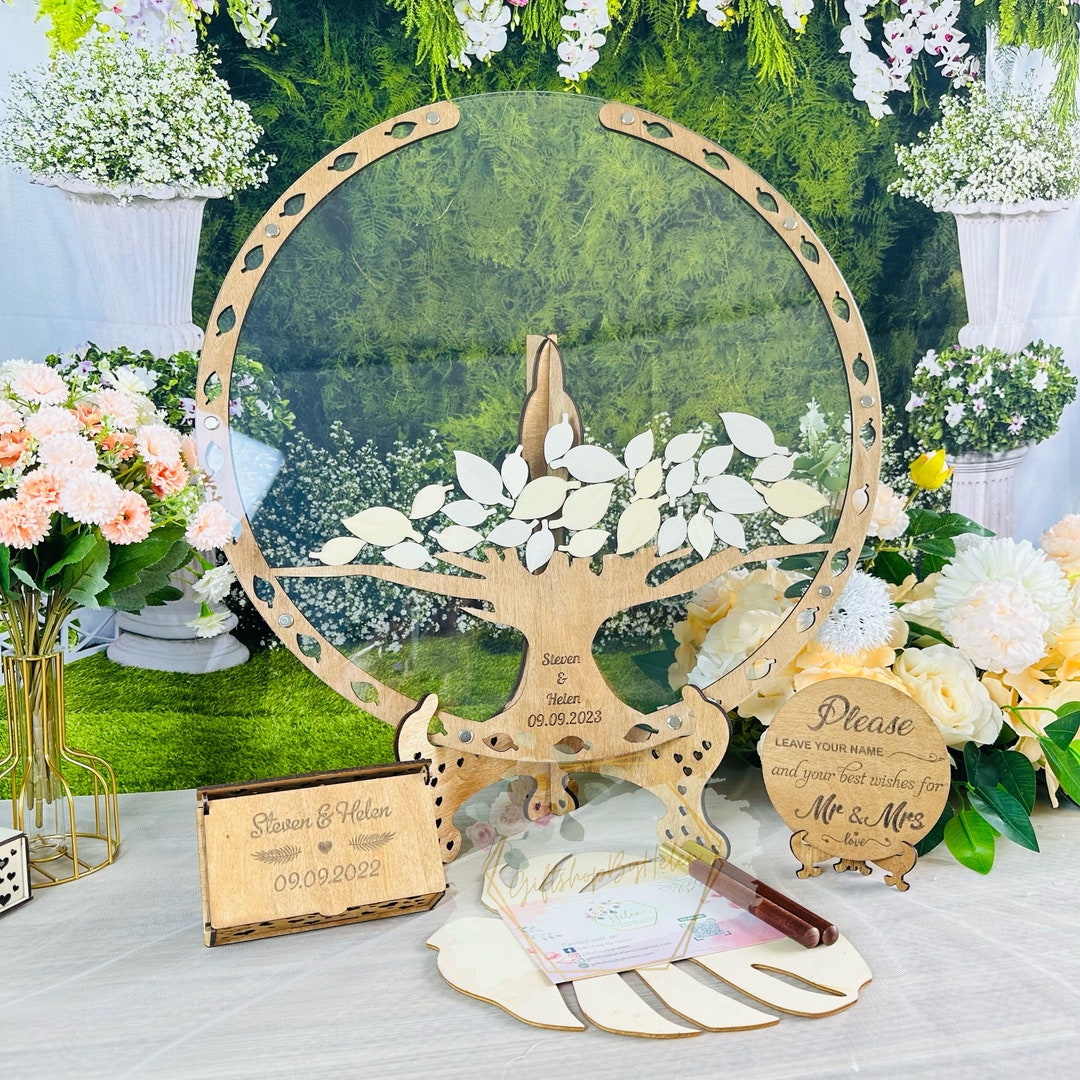 Tree in a Circle Wedding Guest Book, Family Tree Guest Book Wedding ...