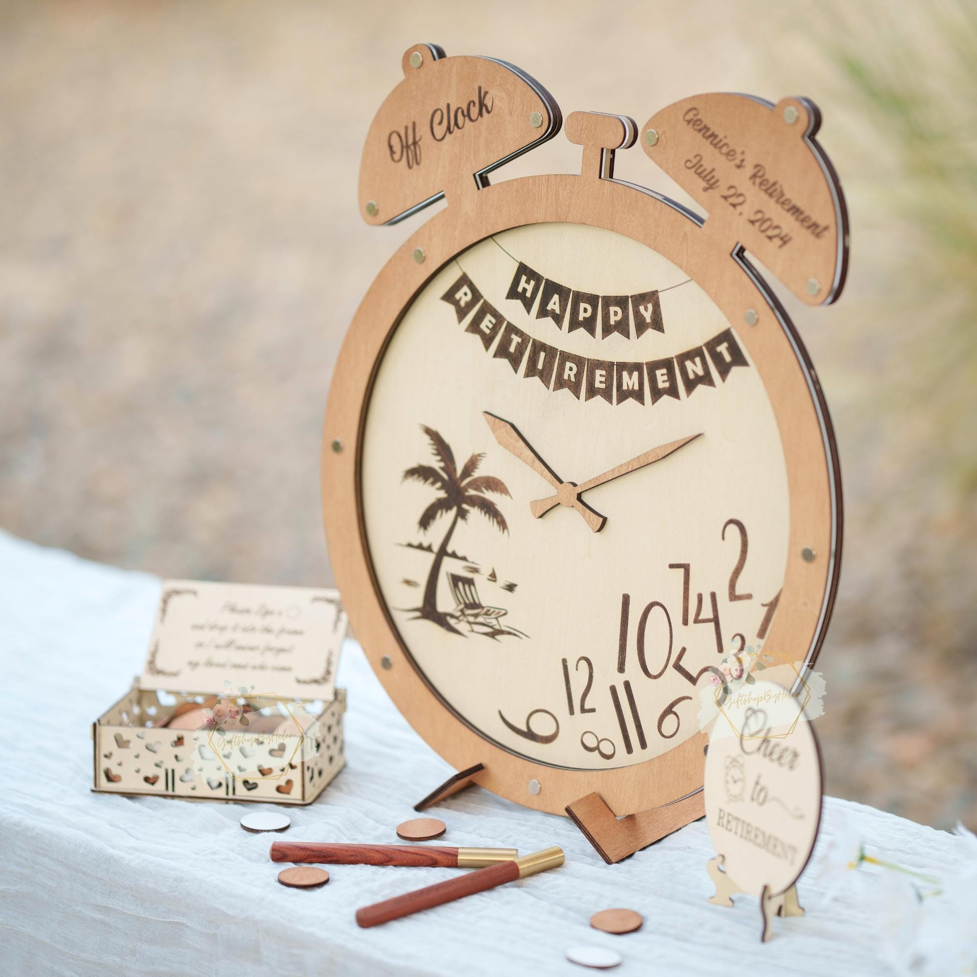 Wooden Retirement Guest Book Clock: Custom Keepsake Sign in Frame - Etsy