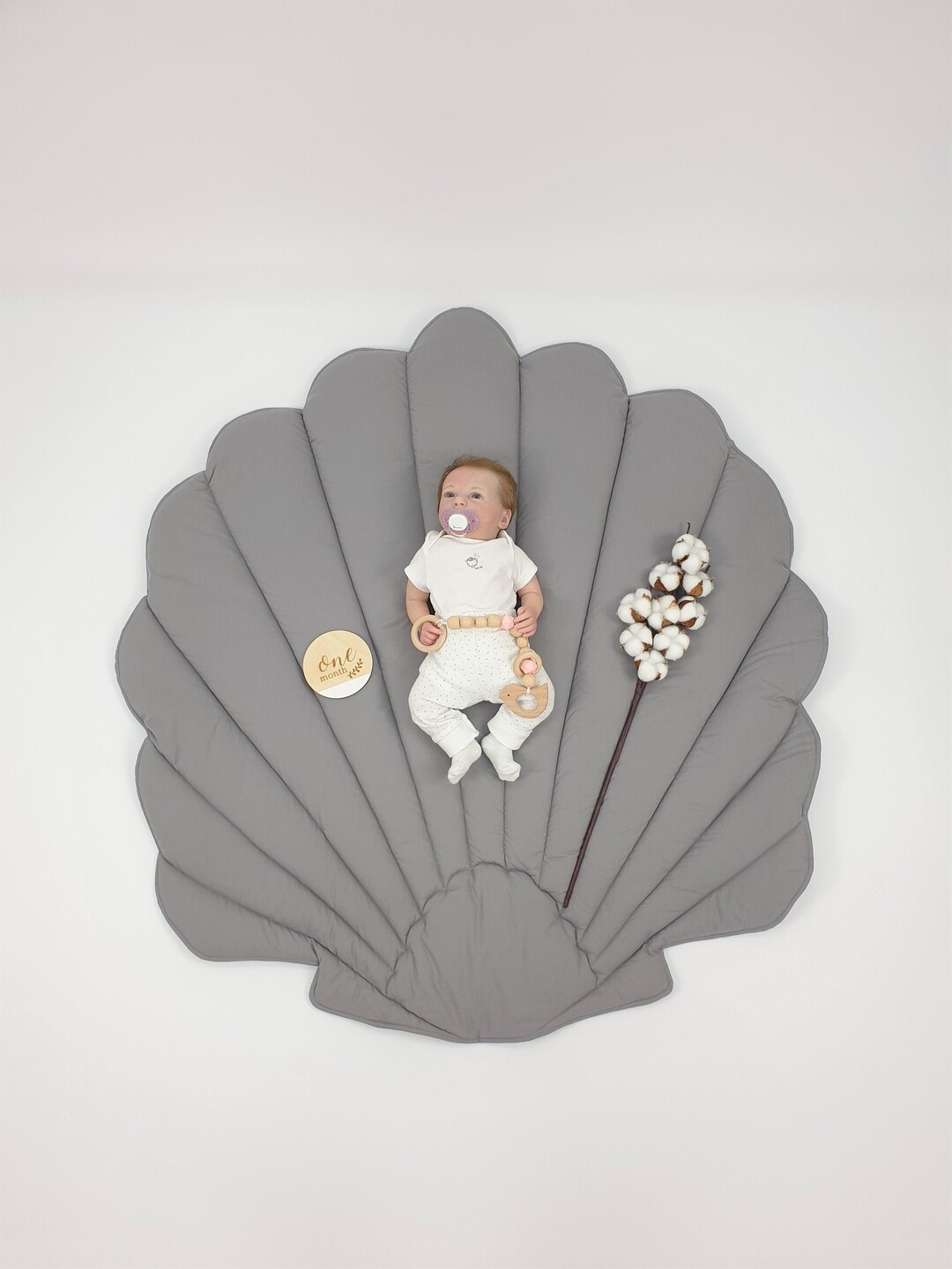 Gray Seashell Play Mat, Decorative Floor Mat, Baby Play Mat - Etsy