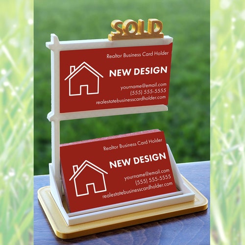 Blue Real Estate Business Card Display Business Card Holder - Etsy