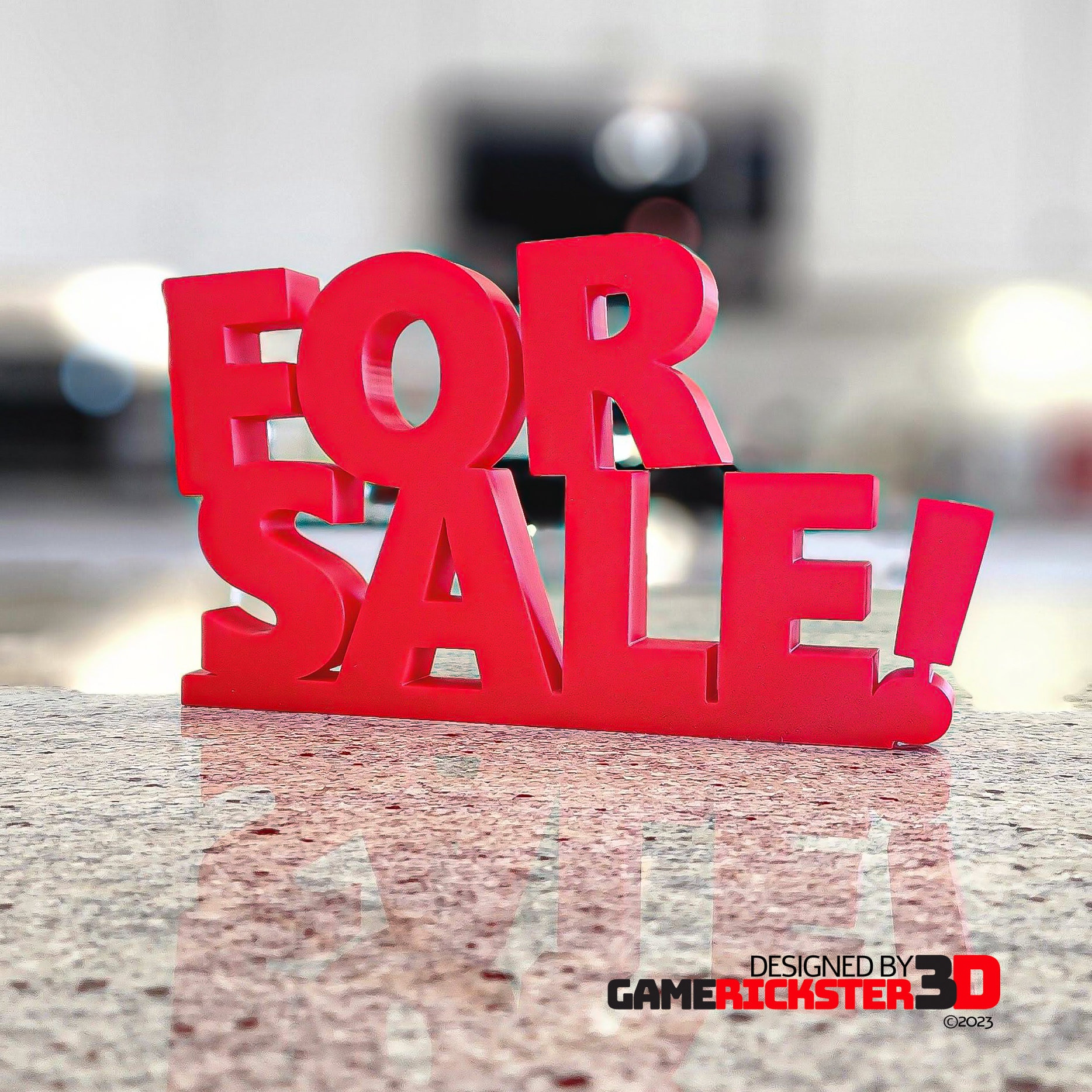 3D for Sale Sign, Retail Sale Sign, Realtor for Sale Sign, Desk ...