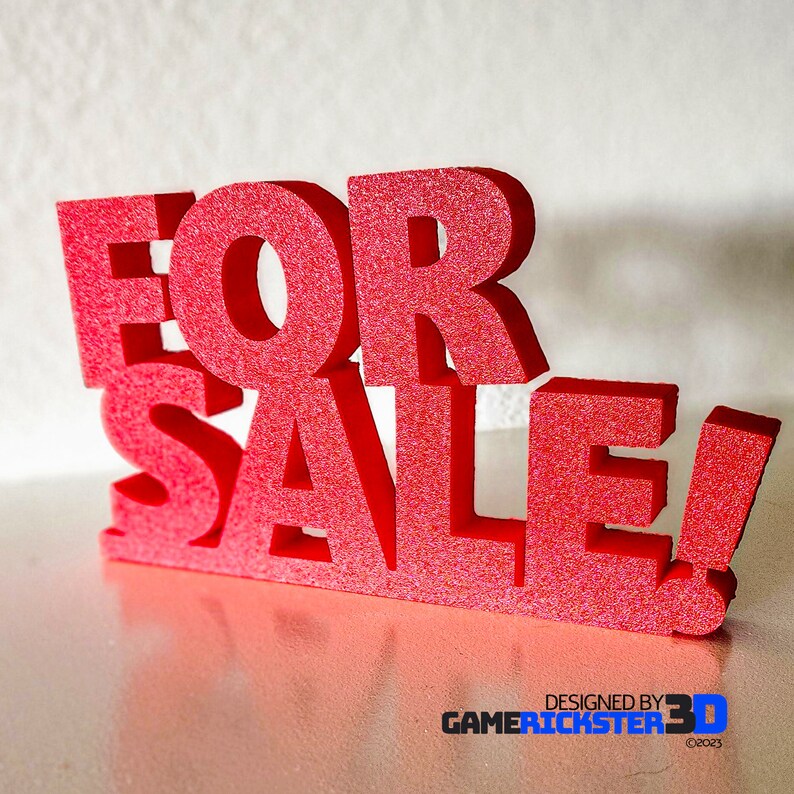 3D for Sale Sign, Retail Sale Sign, Realtor for Sale Sign, Desk ...