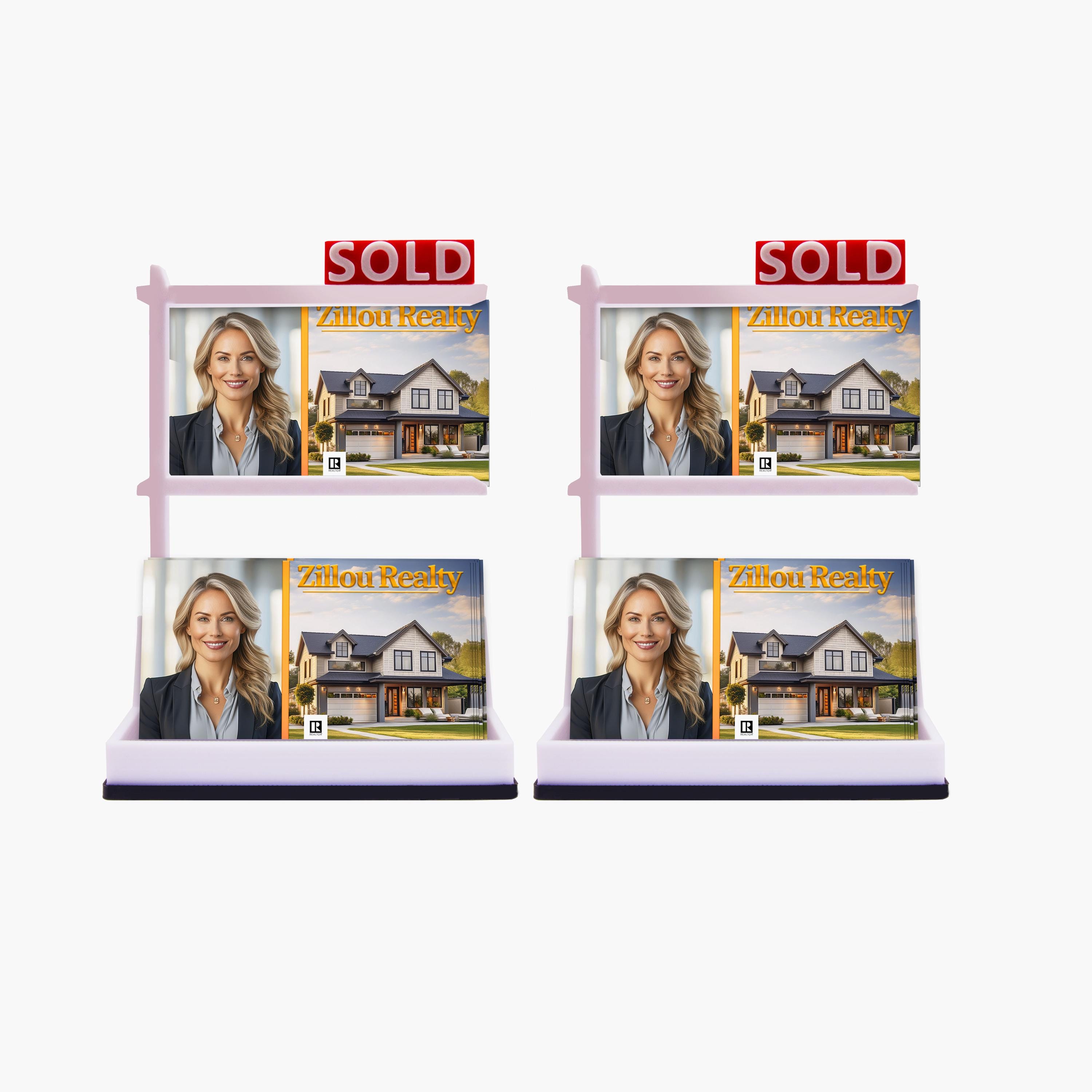 Realtor Business Card Holder Set (2X): 3D Printed "sold" Sign Display ...