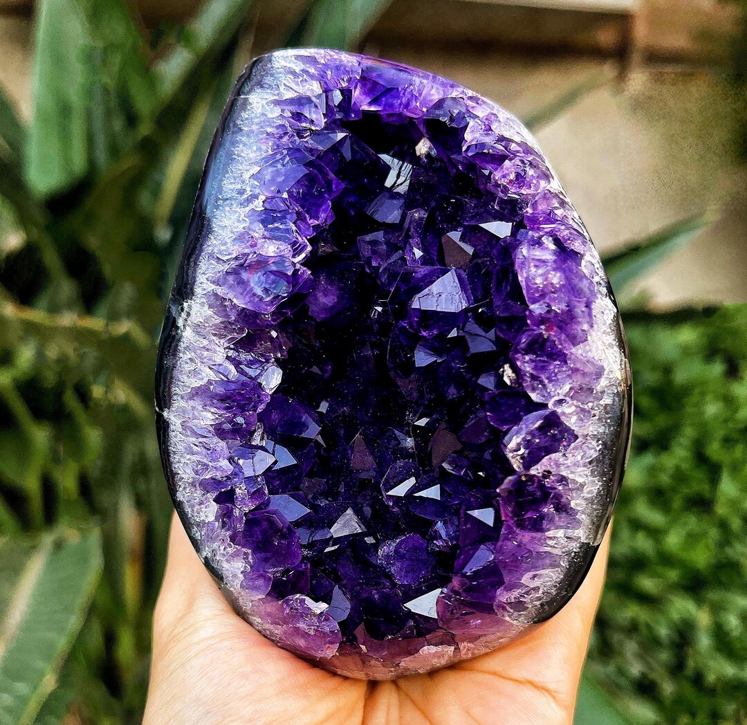 1.9LB AAA Deep Purple Uruguayan Amethyst Rosette Geode Amethyst Geode ...