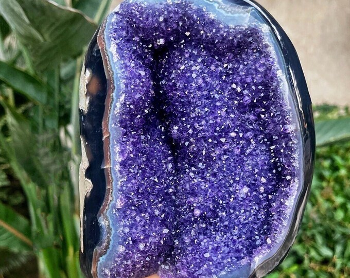 3.8LB AAA+ Large Lavender Uruguayan Amethyst Agate Geode With Rosette ...