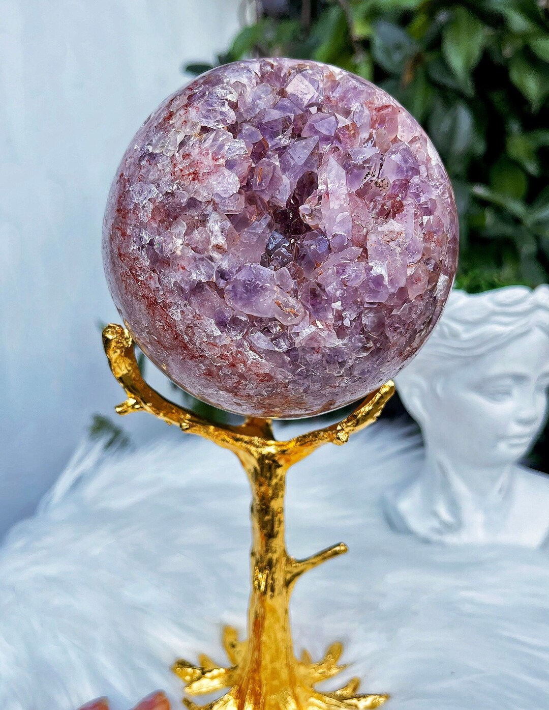 4.2in AAA Big Pink Amethyst Agate Druzy Sphere Pink Amethyst Sphere ...
