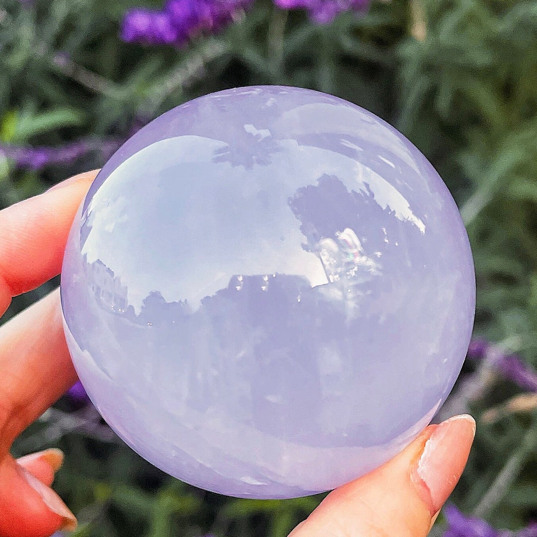 2.6in AAA Rare Star Periwinkle Quartz Sphere With Rainbow Blue Rose Quartz Lavender Quartz ...