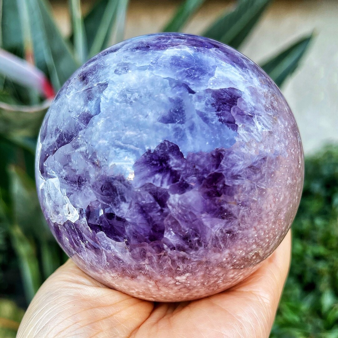 3.9in AAA Collectable Ombre Large Pink Amethyst Agate Druzy Sphere Pink Amethyst Sphere ...