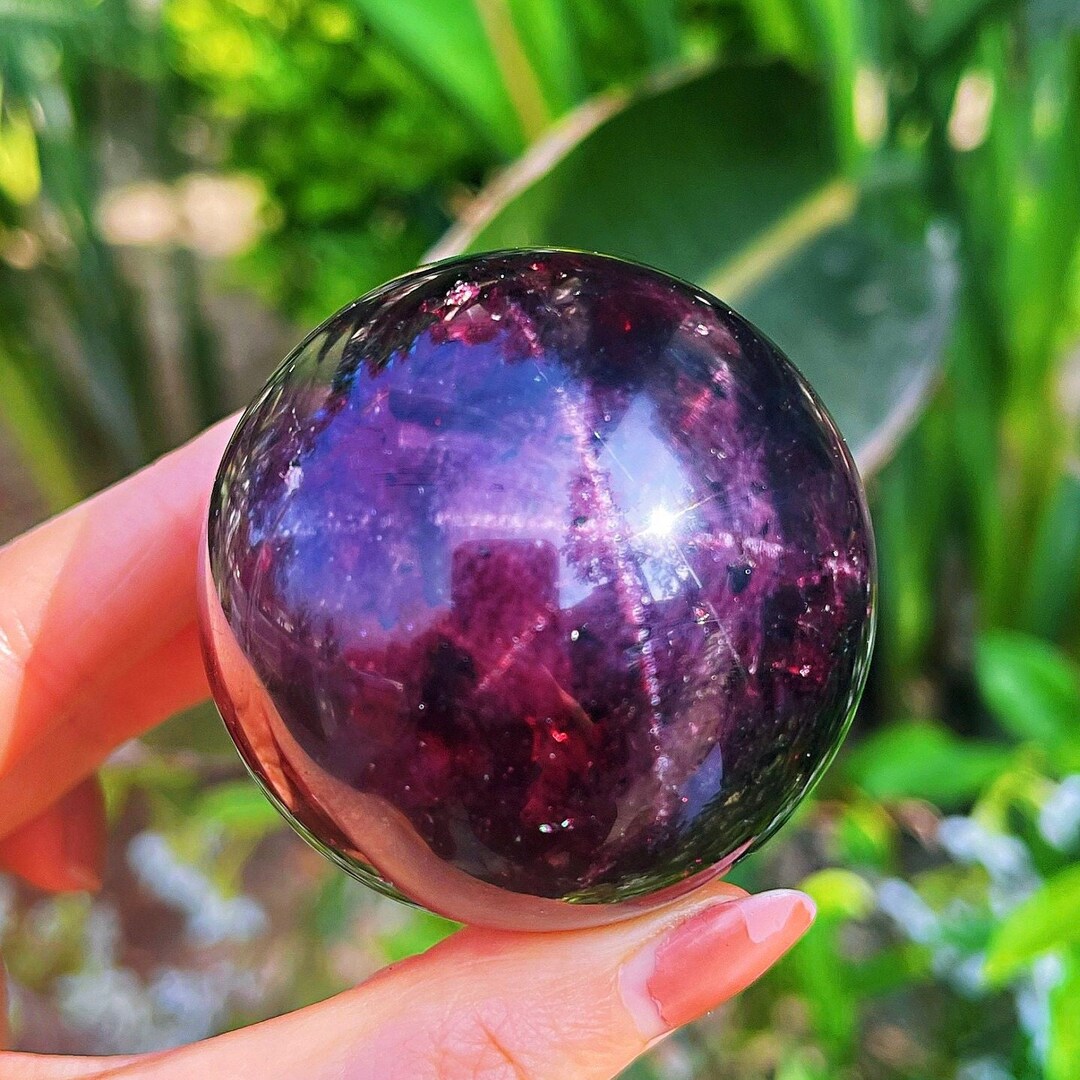 AAA Rare Star Garnet Sphere With Stand Almandine Home - Etsy