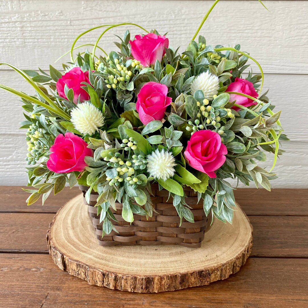 Spring Farmhouse Arrangement, Rustic Floral Centerpiece, Cottage Style ...