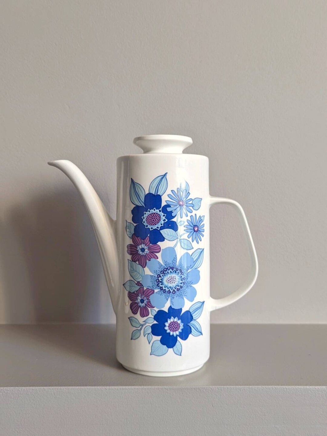 Rare J&G Meakin Pacific Coffee Pot - 1973 Studio 2 Shape Floral Design ...