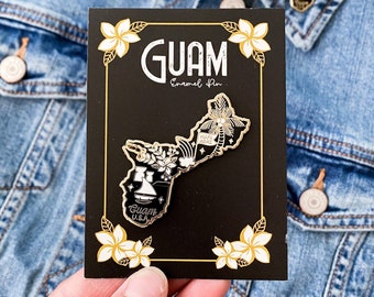 Guam Latte Stone Pin, Black and Gold Guam Pin, Acho Latte' Stone Pin ...
