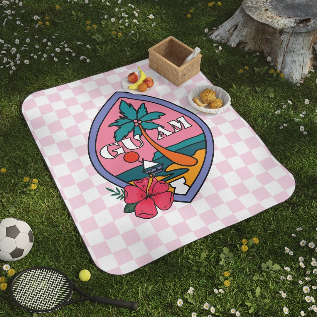 Pink and Purple Guam Picnic Blanket Guam Seal Picnic Blanket Chamorro ...