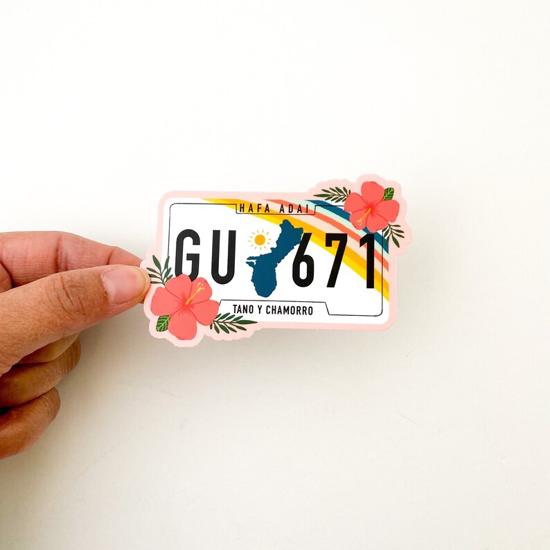 Pink Guam License Plate Stickers Chamorro Stickers Guam - Etsy
