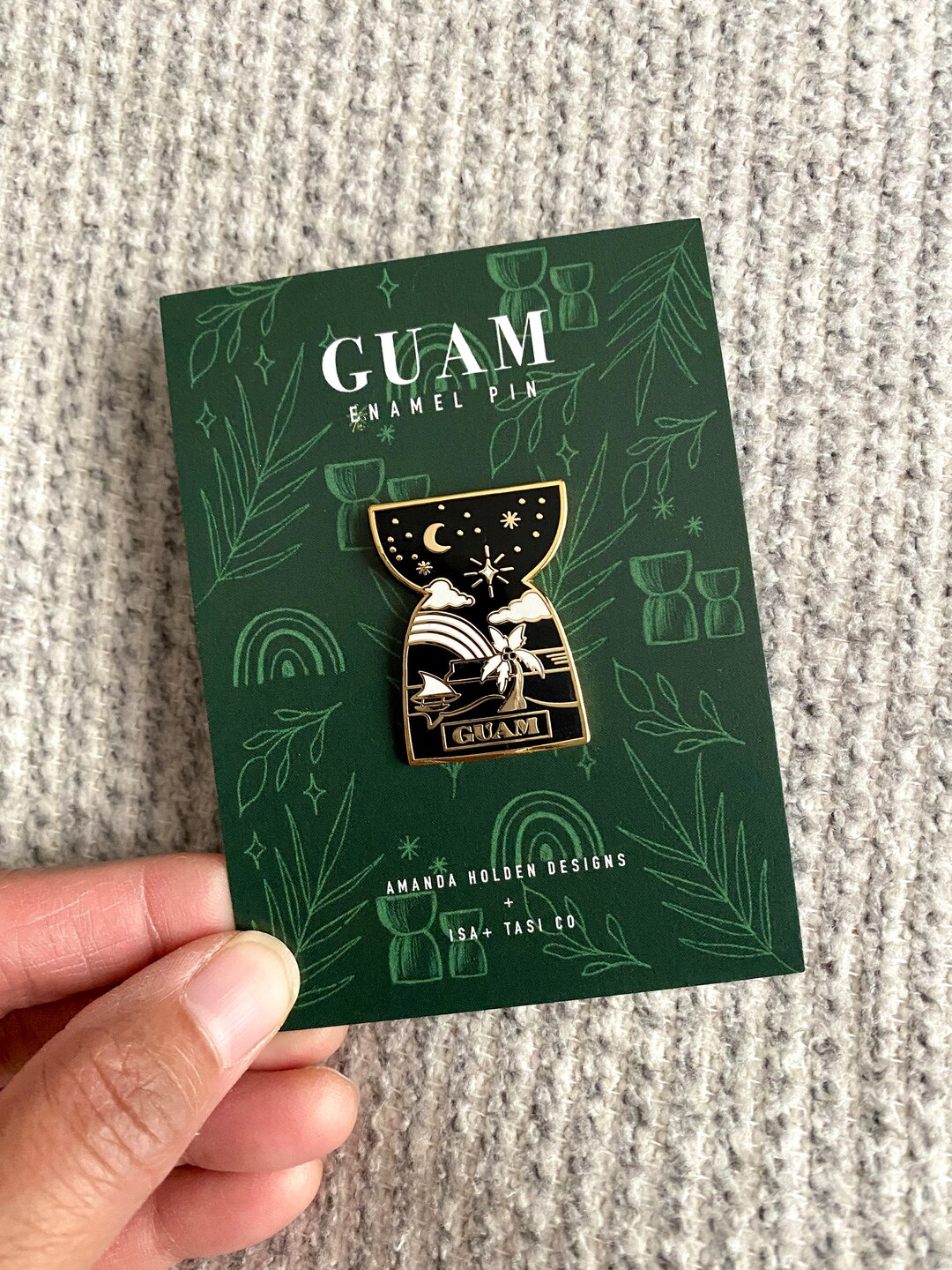 Guam Latte Stone Pin, Black and Gold Guam Pin, Acho Latte' Stone Pin ...