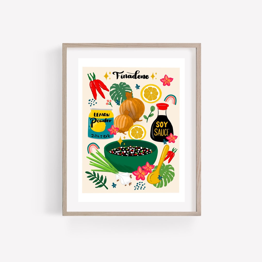 Chamorro Foodie Art Print, Finadene Guam Art Print, Guam Food Art ...
