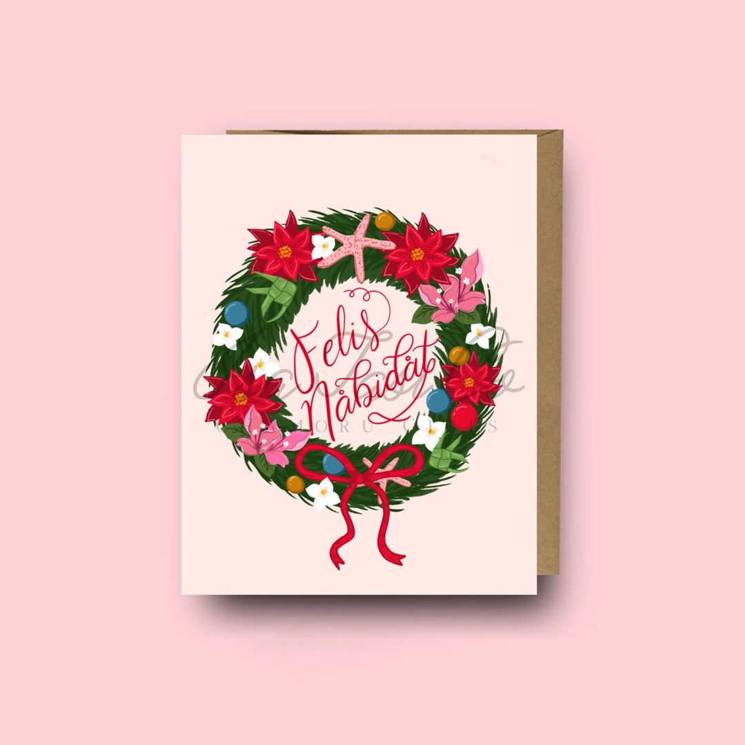 Felis Nabidat Chamorro Wreath Cards, Guam Christmas Cards, Guam Note ...
