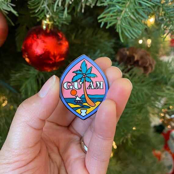 Guam Seal Enamel Pin Modern Pink Guam Pin - Etsy