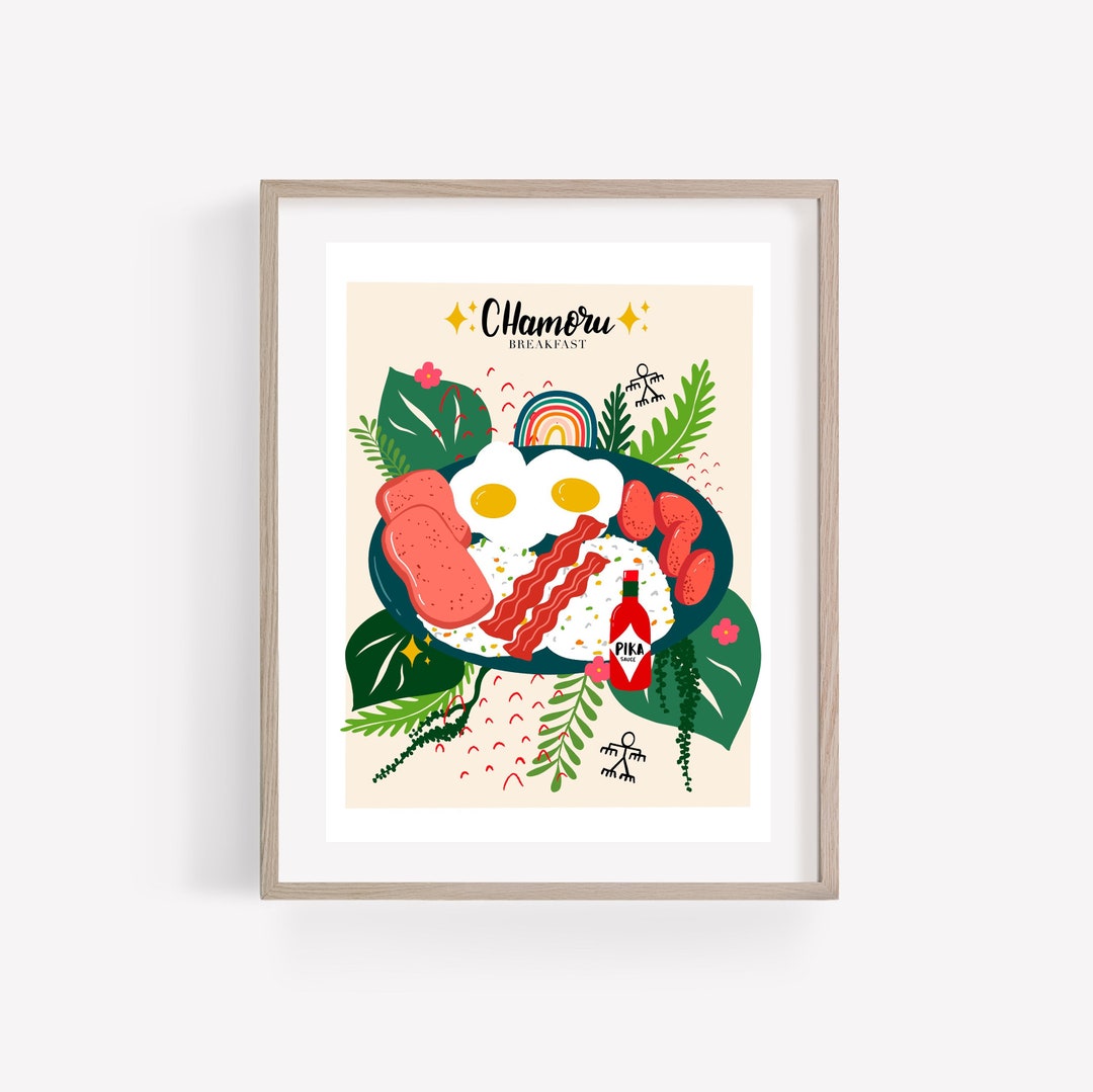 Chamorro Foodie Art Print, Chamorro Breakfast Art Print, Guam Food Art ...