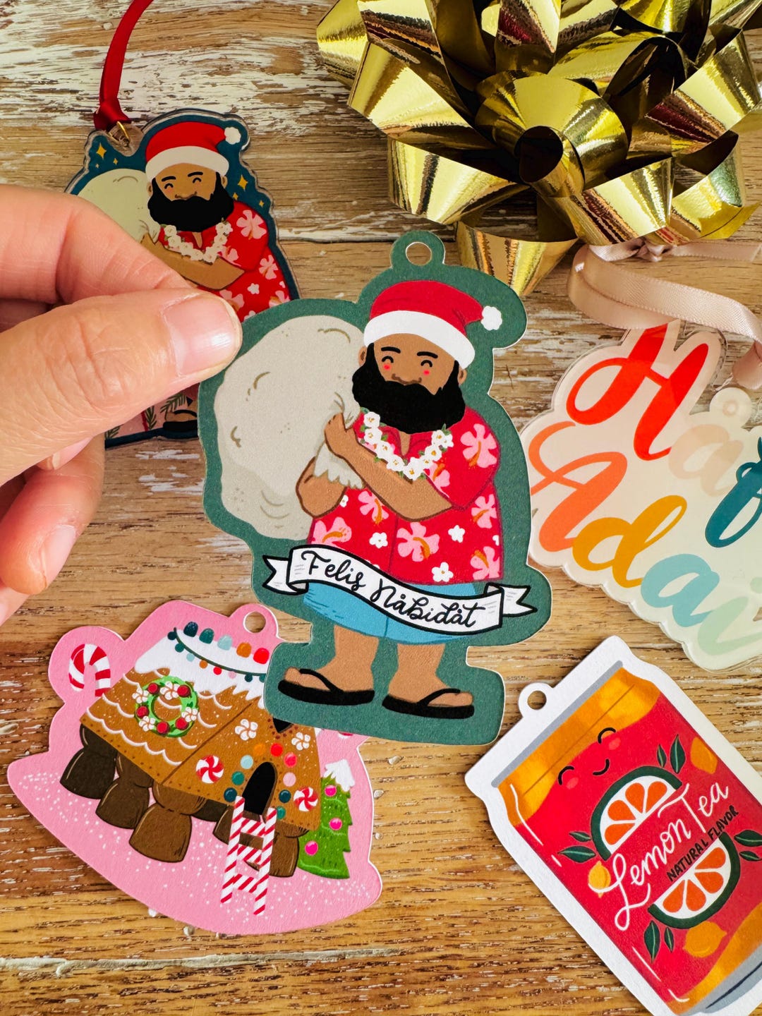 Guam Die Cut Gift Tags, Chamorro Santa Christmas Gift Tags, Chamorro ...