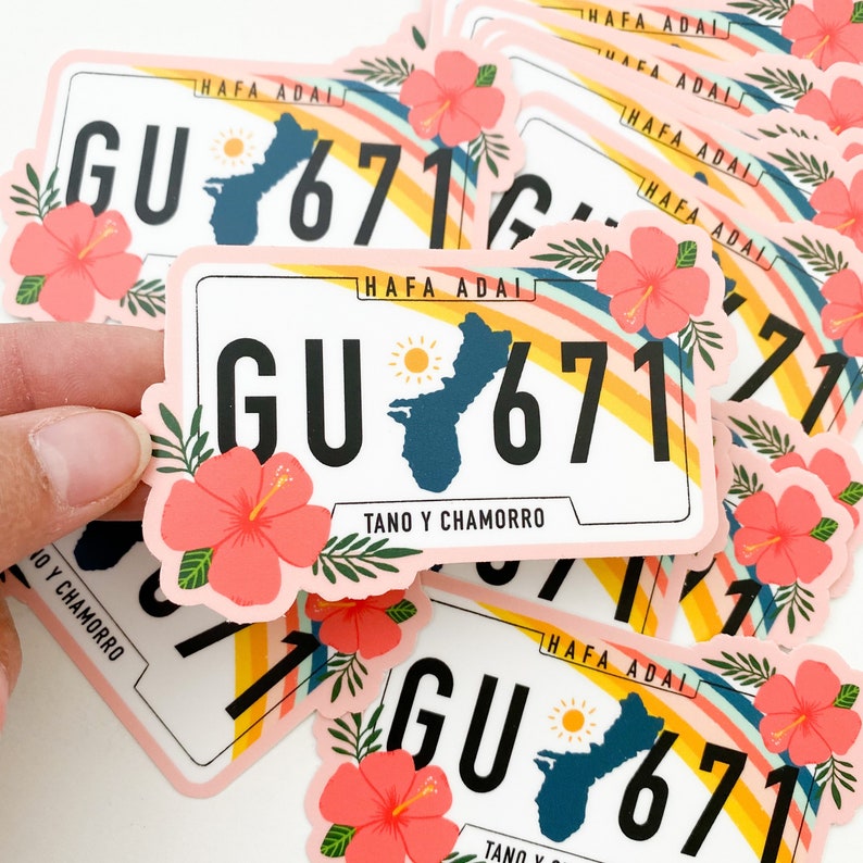 Pink Guam License Plate Stickers Chamorro Stickers Guam - Etsy