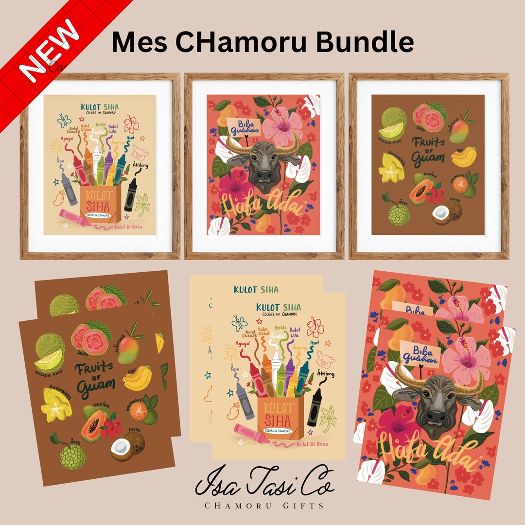 Mes Chamoru Bundle | Chamorro Art Prints and Card Set | 3 Illustrated ...