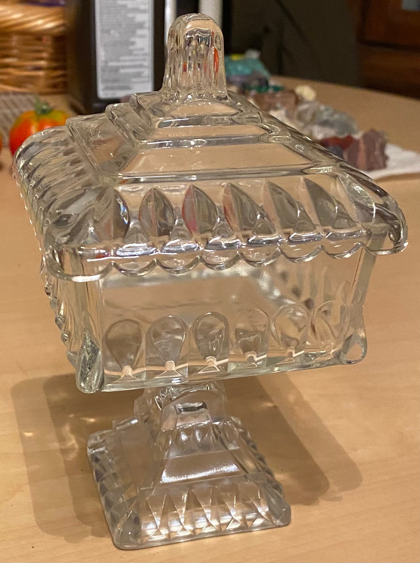 Vintage Jeanette Pressed Glass Candy Dish With Lid - Etsy