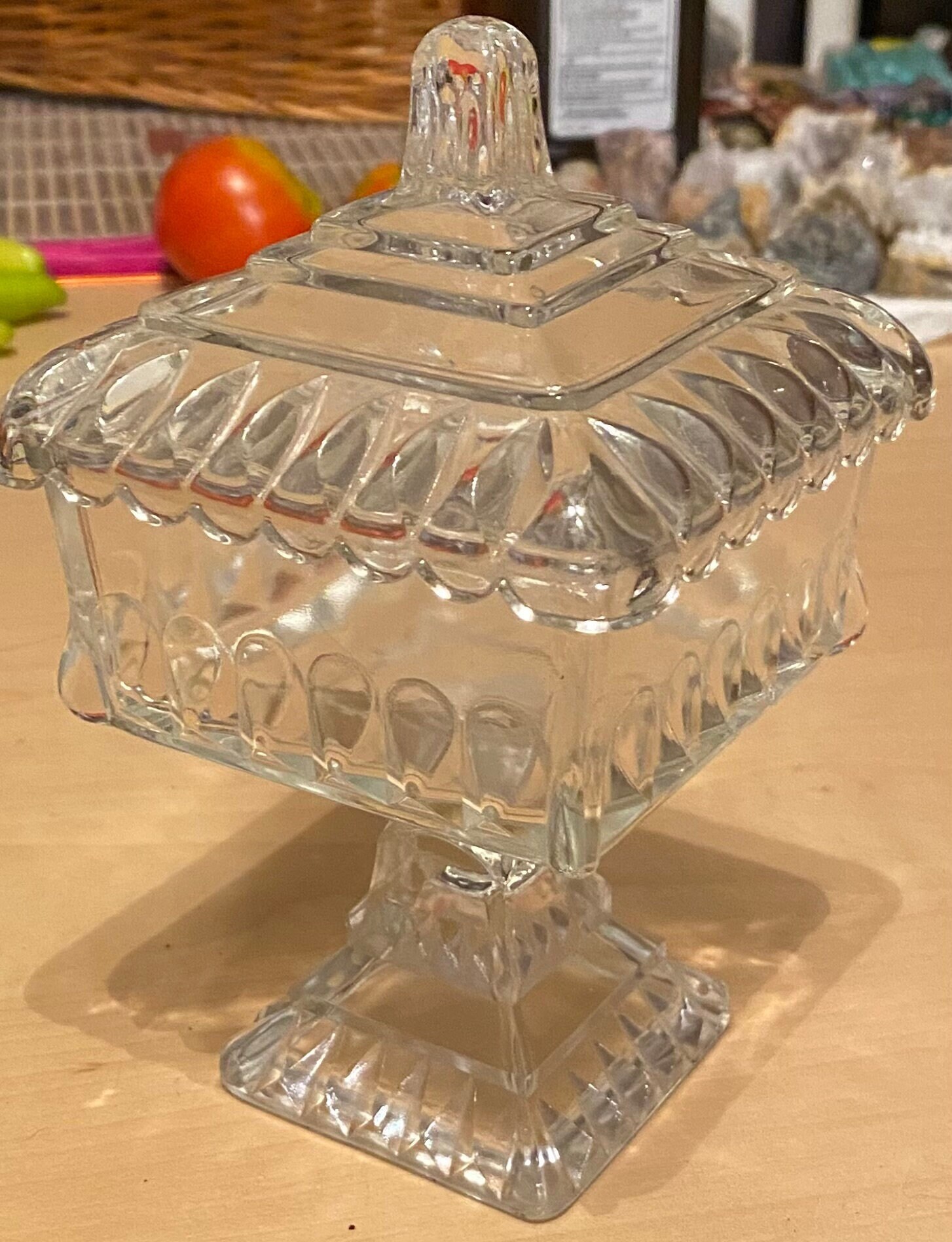 Vintage Jeanette Pressed Glass Candy Dish With Lid - Etsy