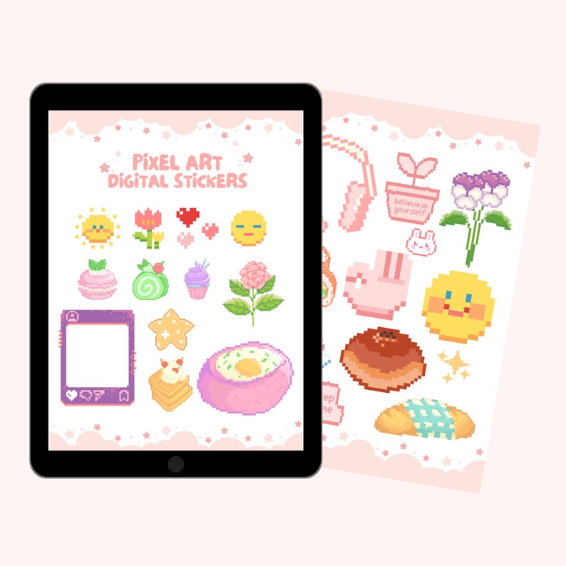 Digital Cute Purple Pixel Icons Clip Art / Sticker / Goodnotes ...