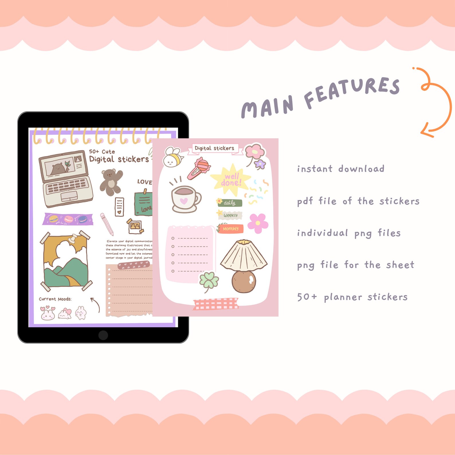 Cute Digital Planner Stickers | Cute Goodnotes Stickers | Cute Digital ...