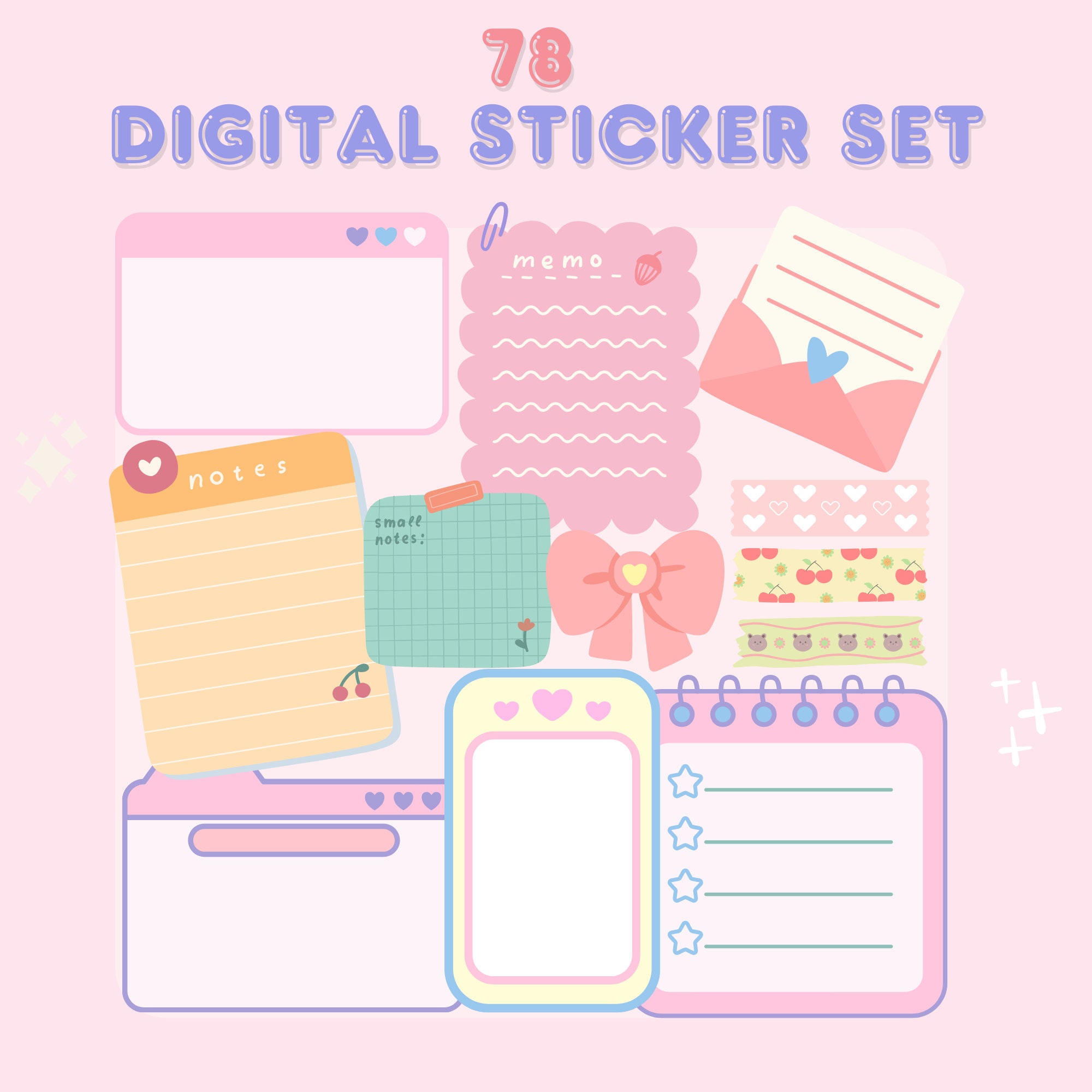 Cute Digital Planner Stickers/ Cute Goodnotes Stickers/ Cute Digital ...