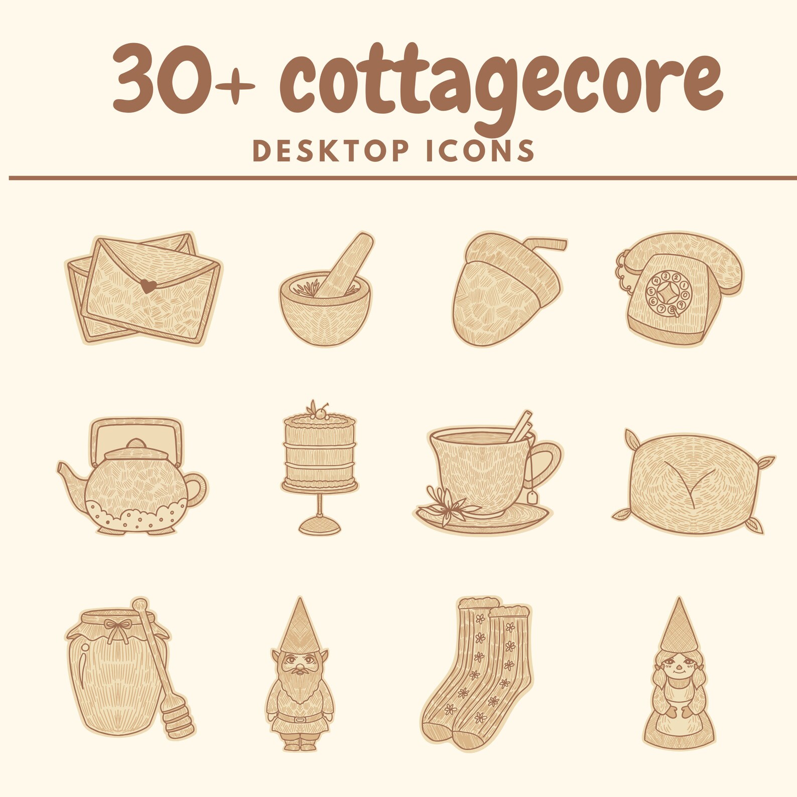 Cottagecore Desktop Icons for Windows PC and Mac Kawaii Desktop ...
