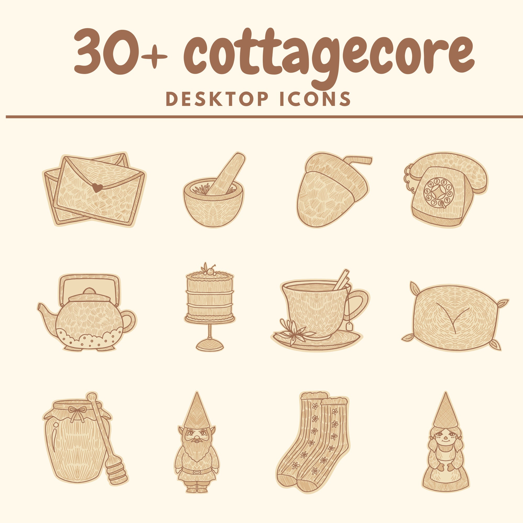 Cottagecore Desktop Icons for Windows PC and Mac Kawaii Desktop ...