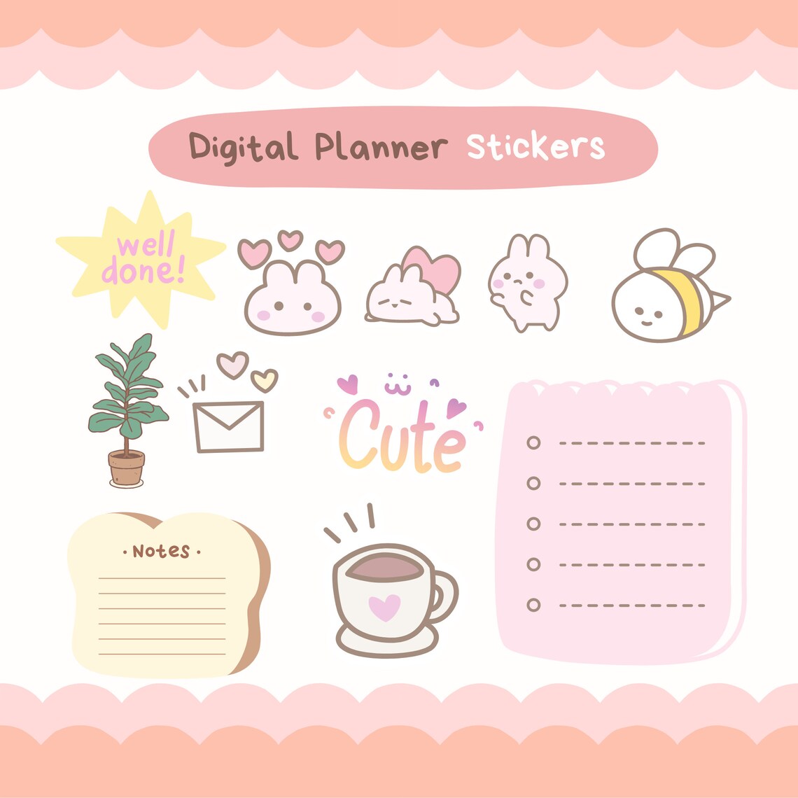 Cute Digital Planner Stickers | Cute Goodnotes Stickers | Cute Digital ...