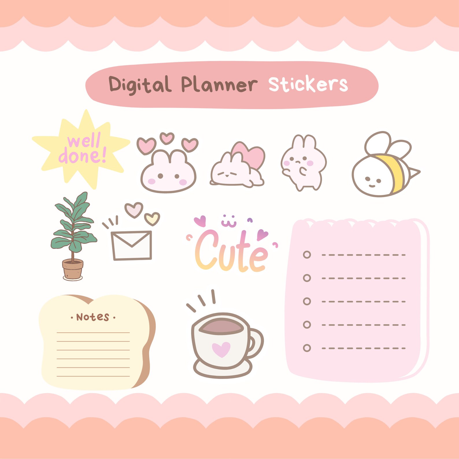 Cute Digital Planner Stickers | Cute Goodnotes Stickers | Cute Digital ...
