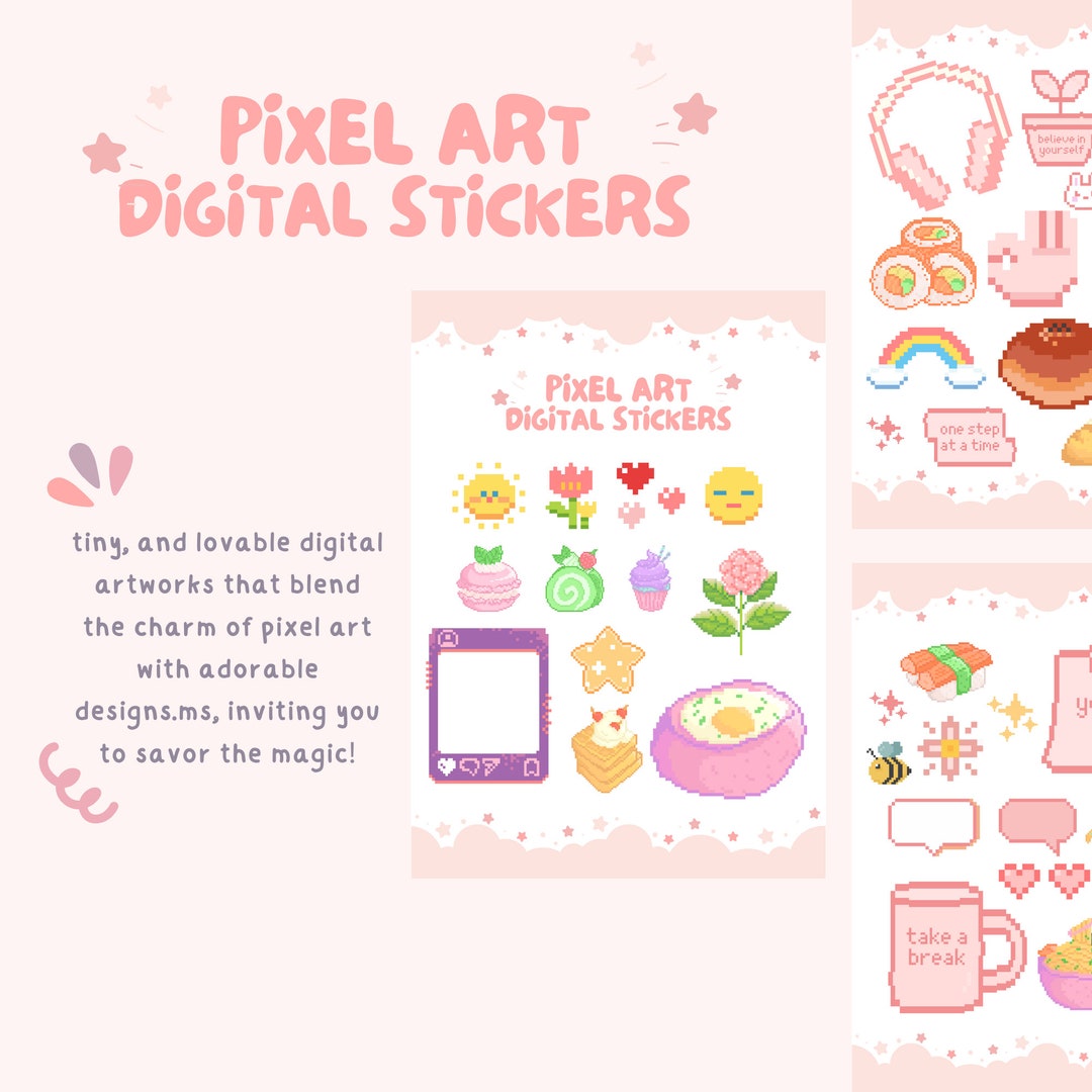 Digital Cute Purple Pixel Icons Clip Art / Sticker / Goodnotes ...