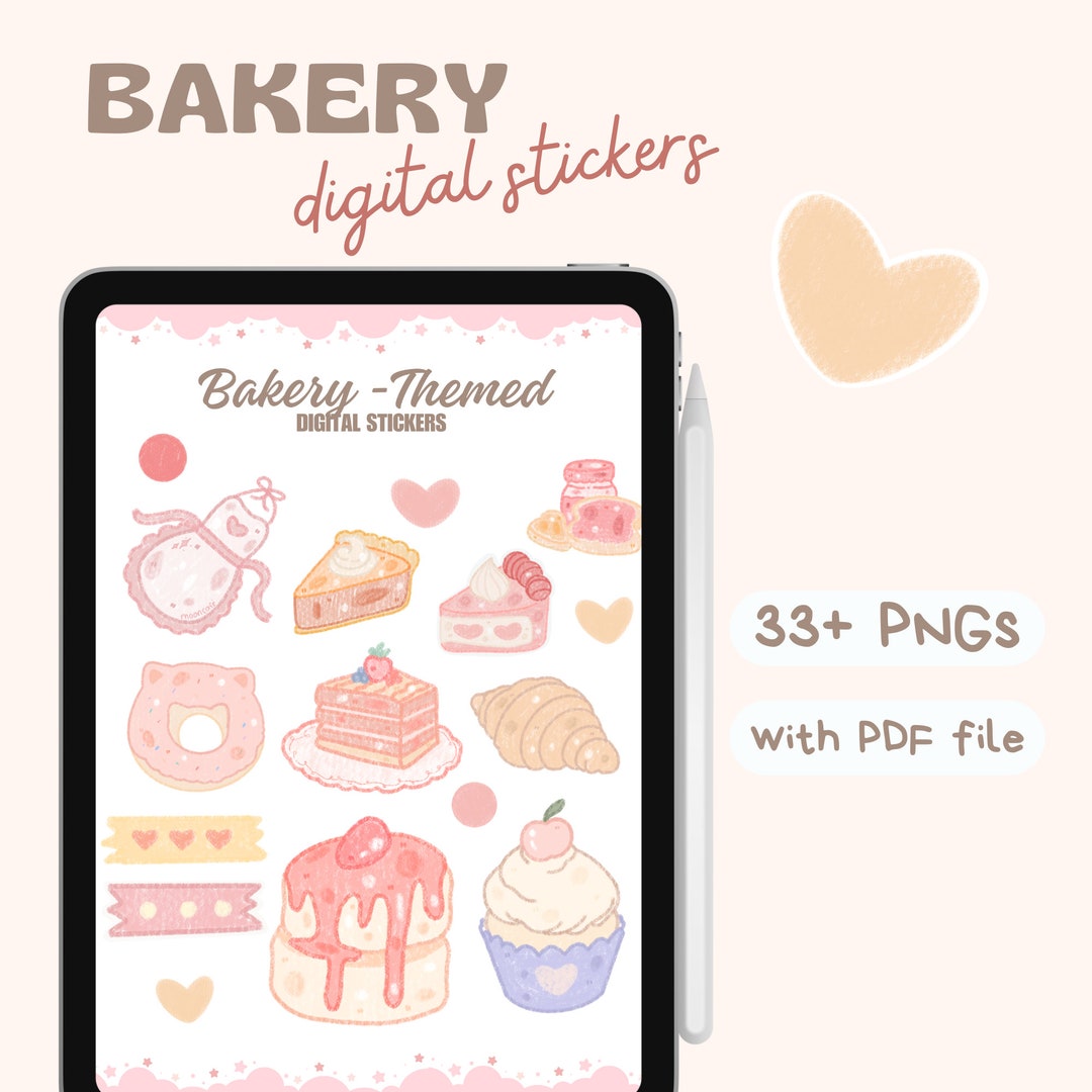 Bakery Digital Stickers | Goodnotes Stickers, Cute Kawaii Cake Bread ...