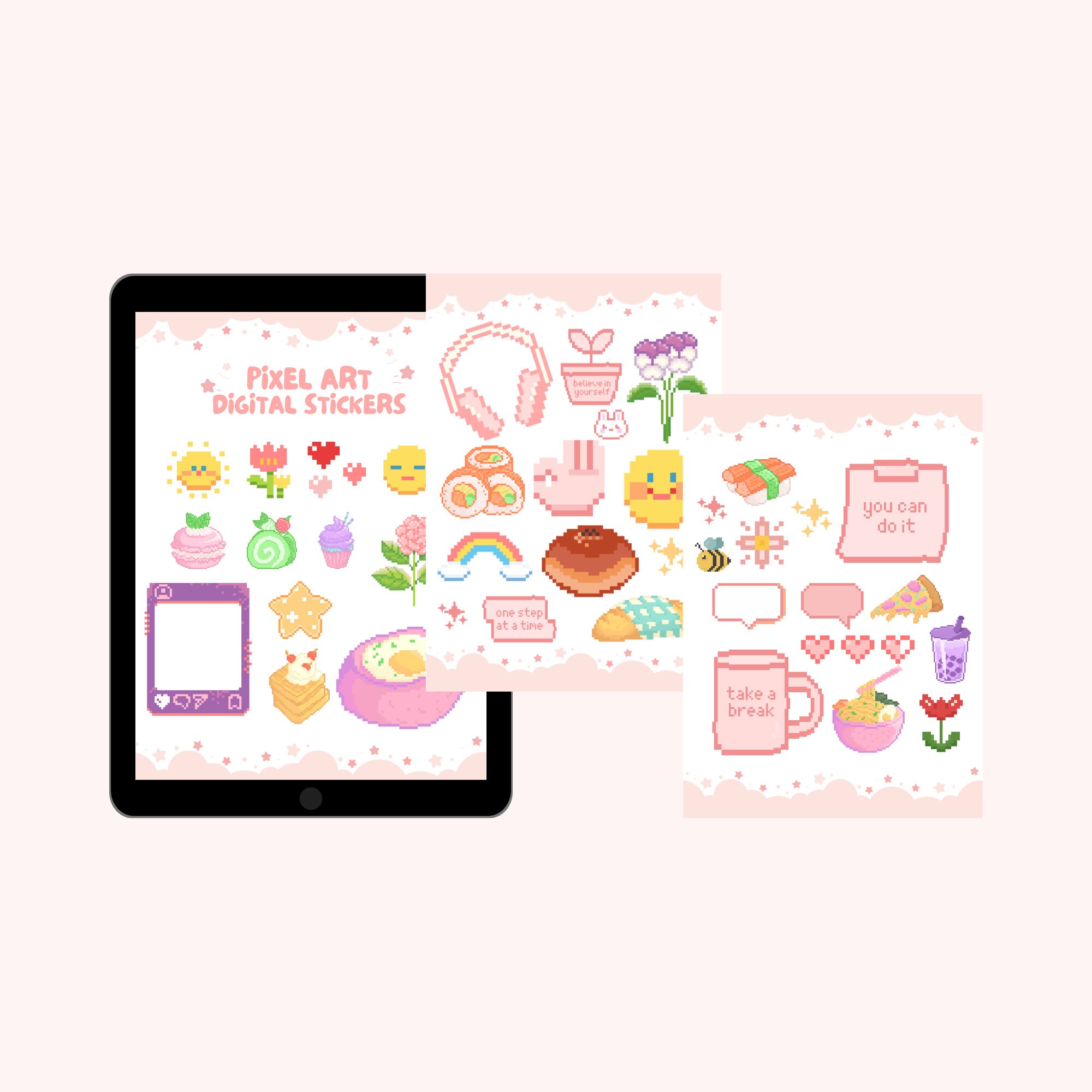 Digital Cute Purple Pixel Icons Clip Art / Sticker / Goodnotes ...